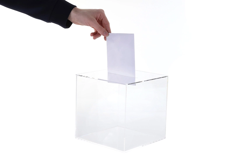 Kubus 200 mm met deksel en gleuf visitekaartbox | Displaywinkel.nl